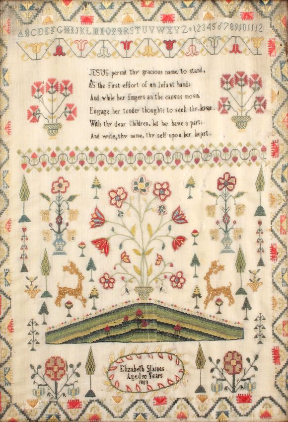 Bonhams : An early 19th Century sampler by Elizabeth Staines