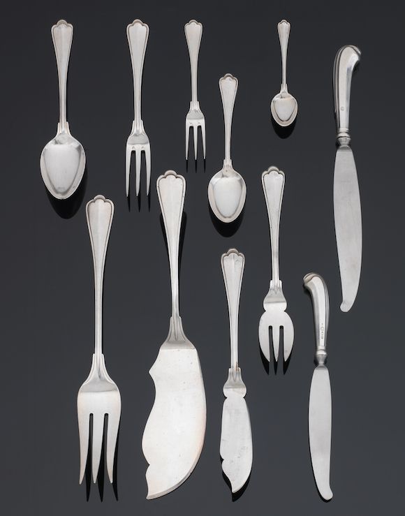Bonhams : An Italian metalware table service of flatware, most pieces ...