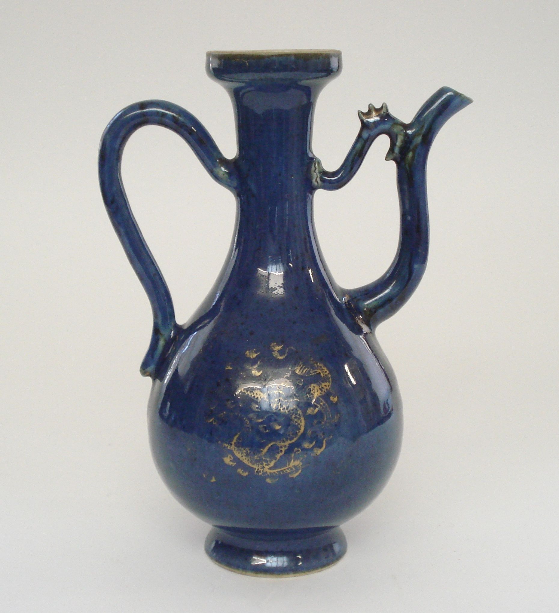Bonhams : A powder blue pear shaped wine ewer, 19th century