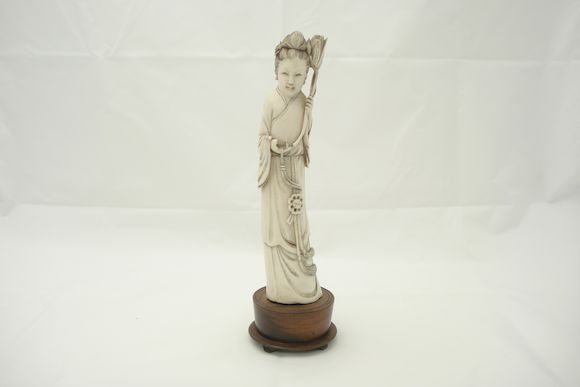Bonhams : An ivory carving of a lady 19th century