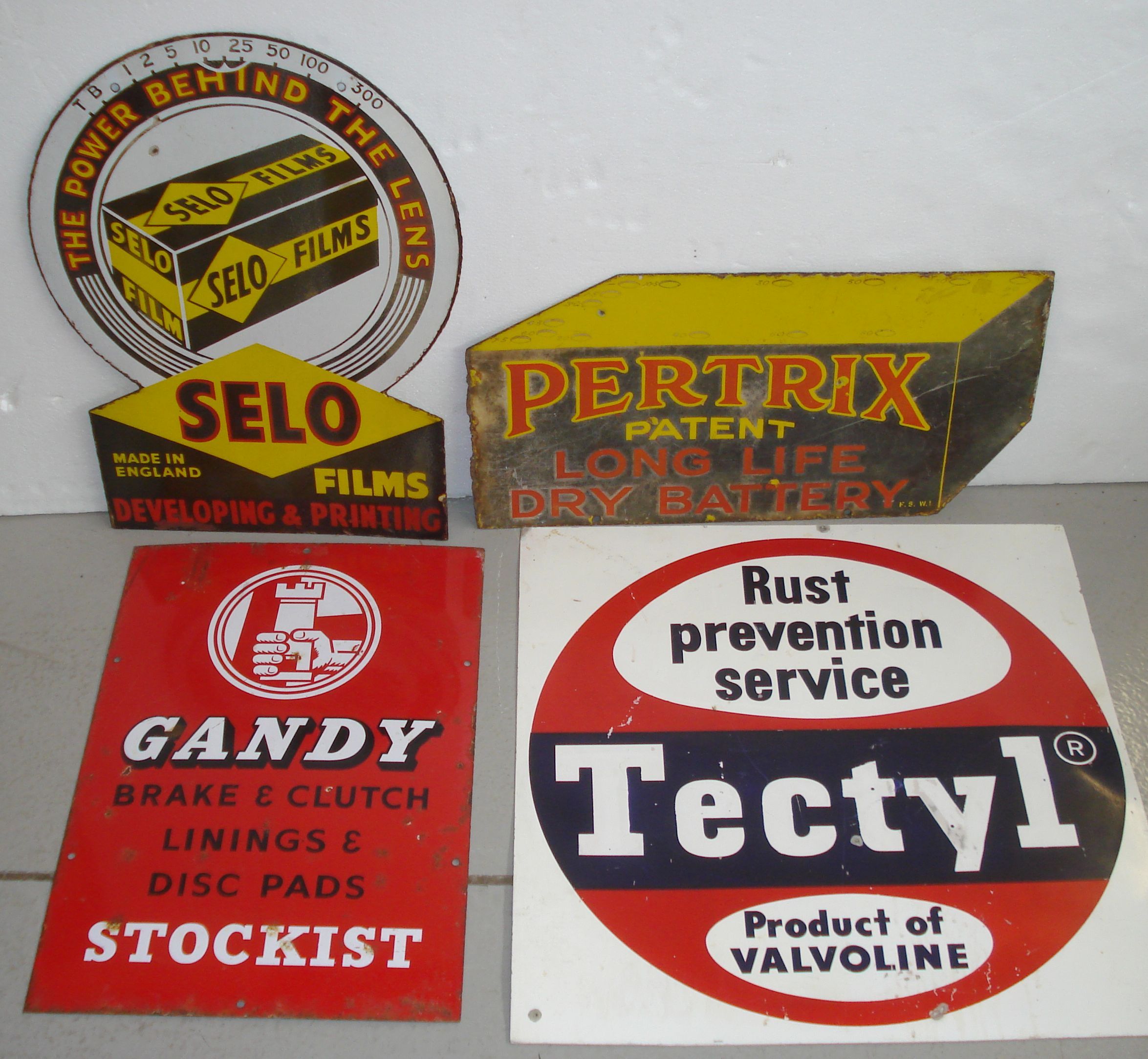 Bonhams Cars : Four garage advertising signs,