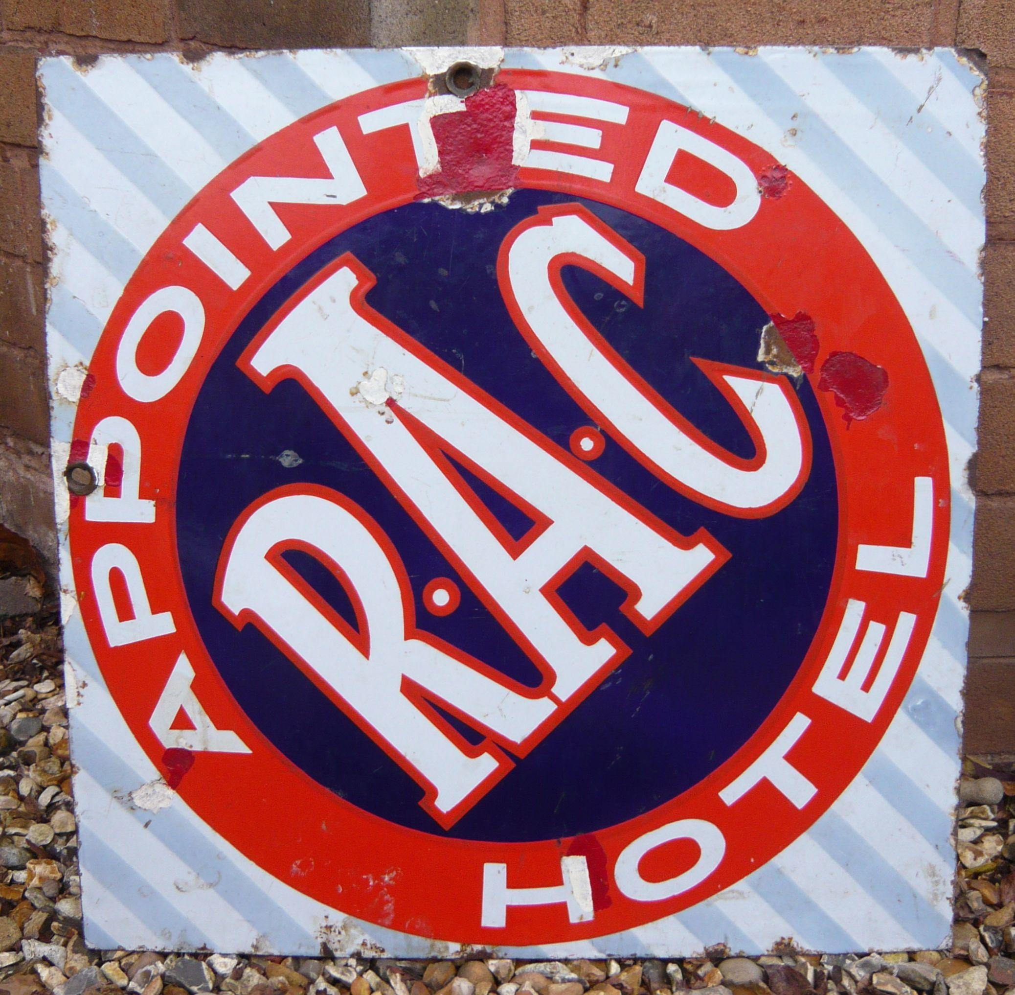 Bonhams Cars : An RAC Appointed Hotel double-sided enamel sign,