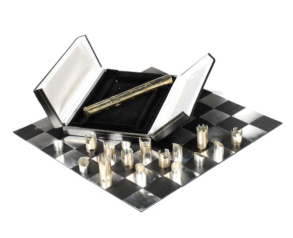 Bonhams : A Spassky-Fischer silver & silver gilt commemorative chess ...