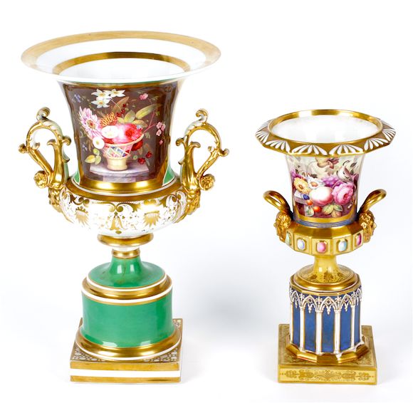 Bonhams : A Grainger Lee and Co urn-shaped vase and a Minton vase, mid ...