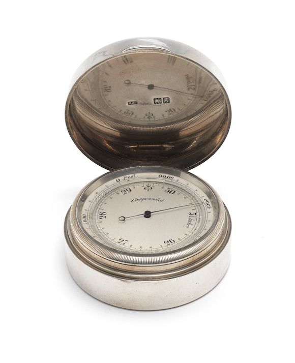 Bonhams : An Edwardian silver cased aneroid barometer and altimeter, by ...
