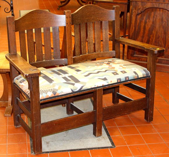 Bonhams : An oak two seater chair back settle