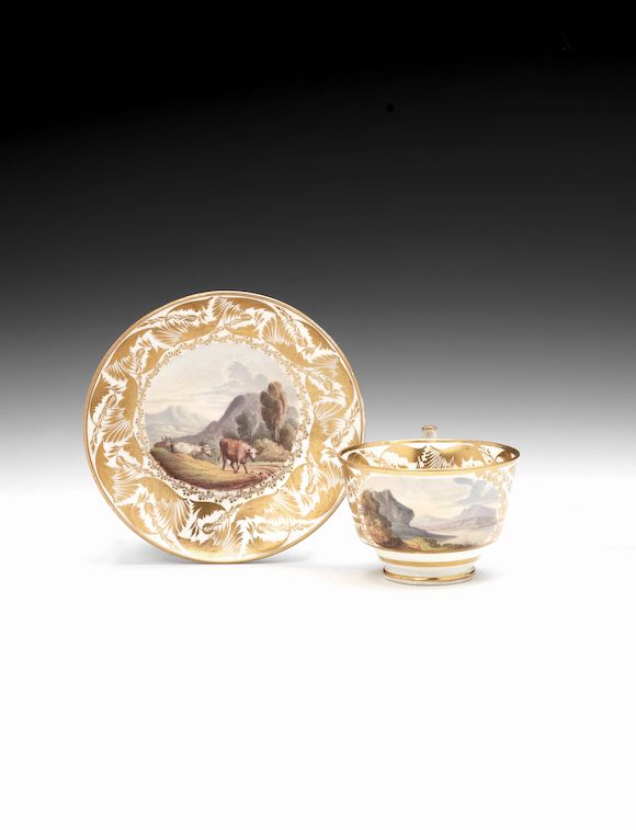 Bonhams : A Swansea teacup and saucer, circa 1815-17
