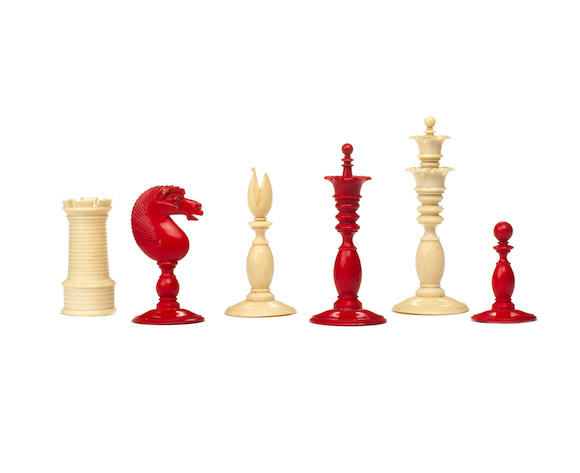 Bonhams A Calvert Style Ivory Chess Set English Circa 1860