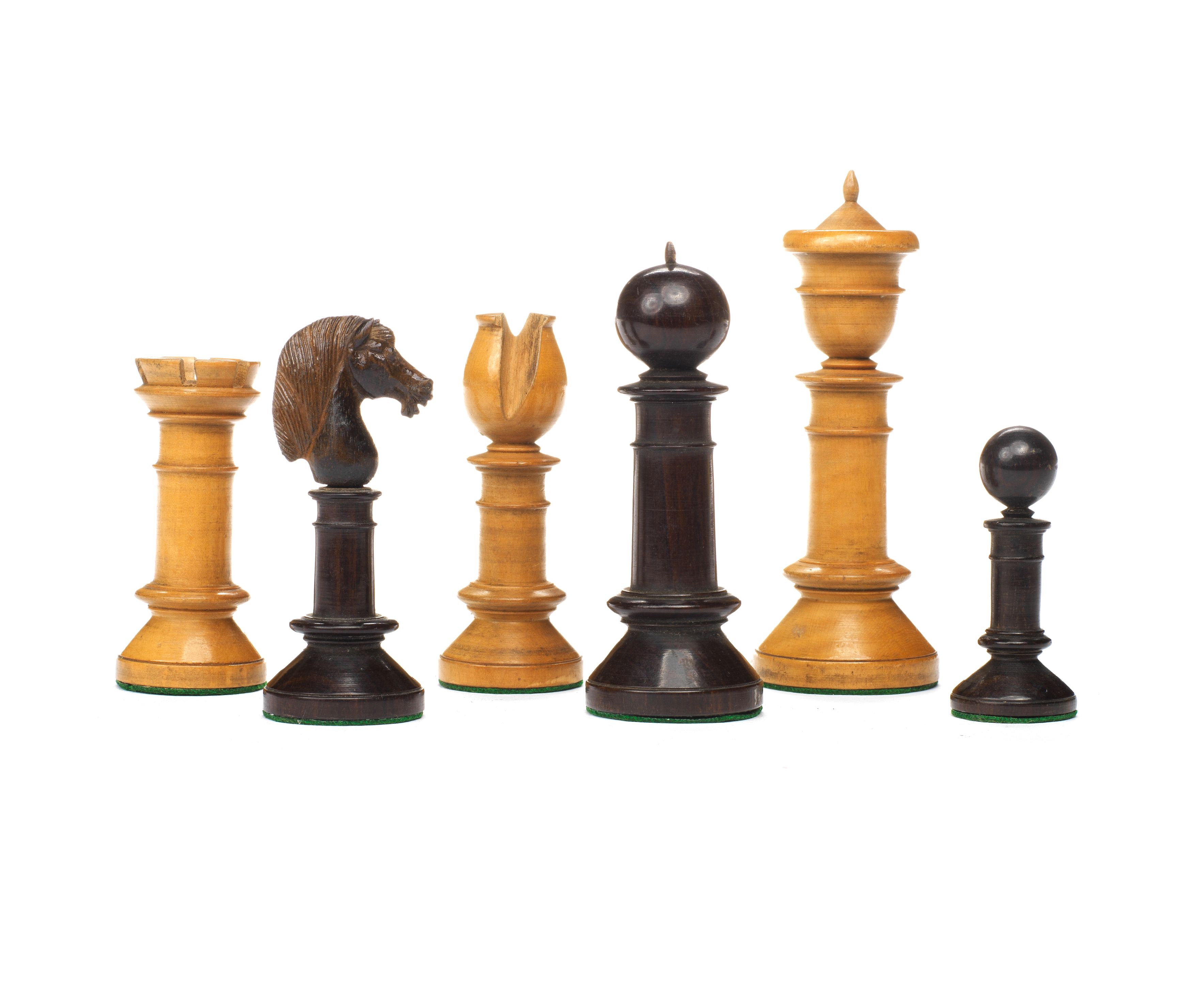 Bonhams : An Edinburgh Upright rosewood and boxwood chess set, British ...