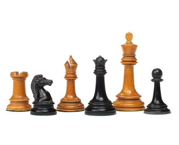 Bonhams : A "Royal Chessmen Pattern" weighted boxwood and ebony chess ...