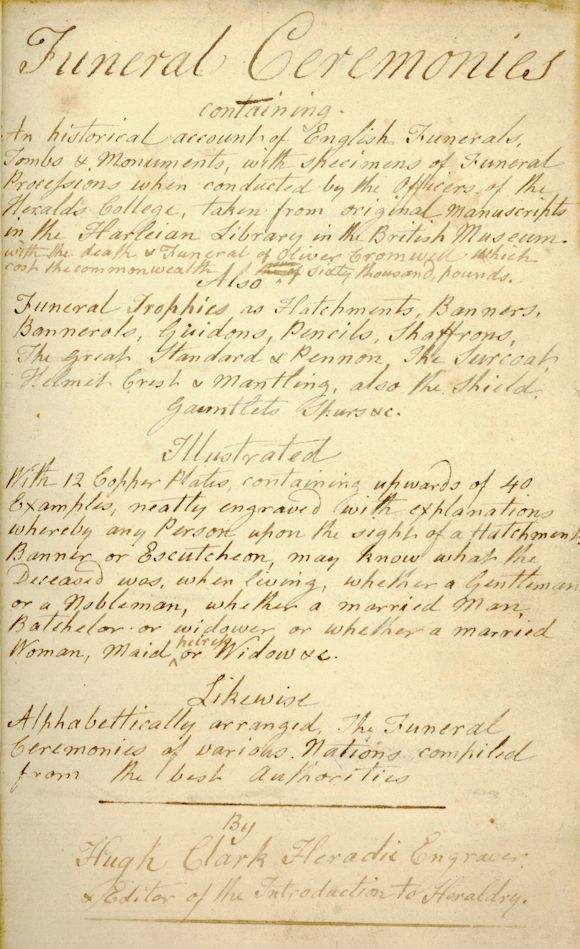 Bonhams : FUNERAL CEREMONIES - EIGHTEENTH CENTURY MANUSCRIPT [CLARK ...