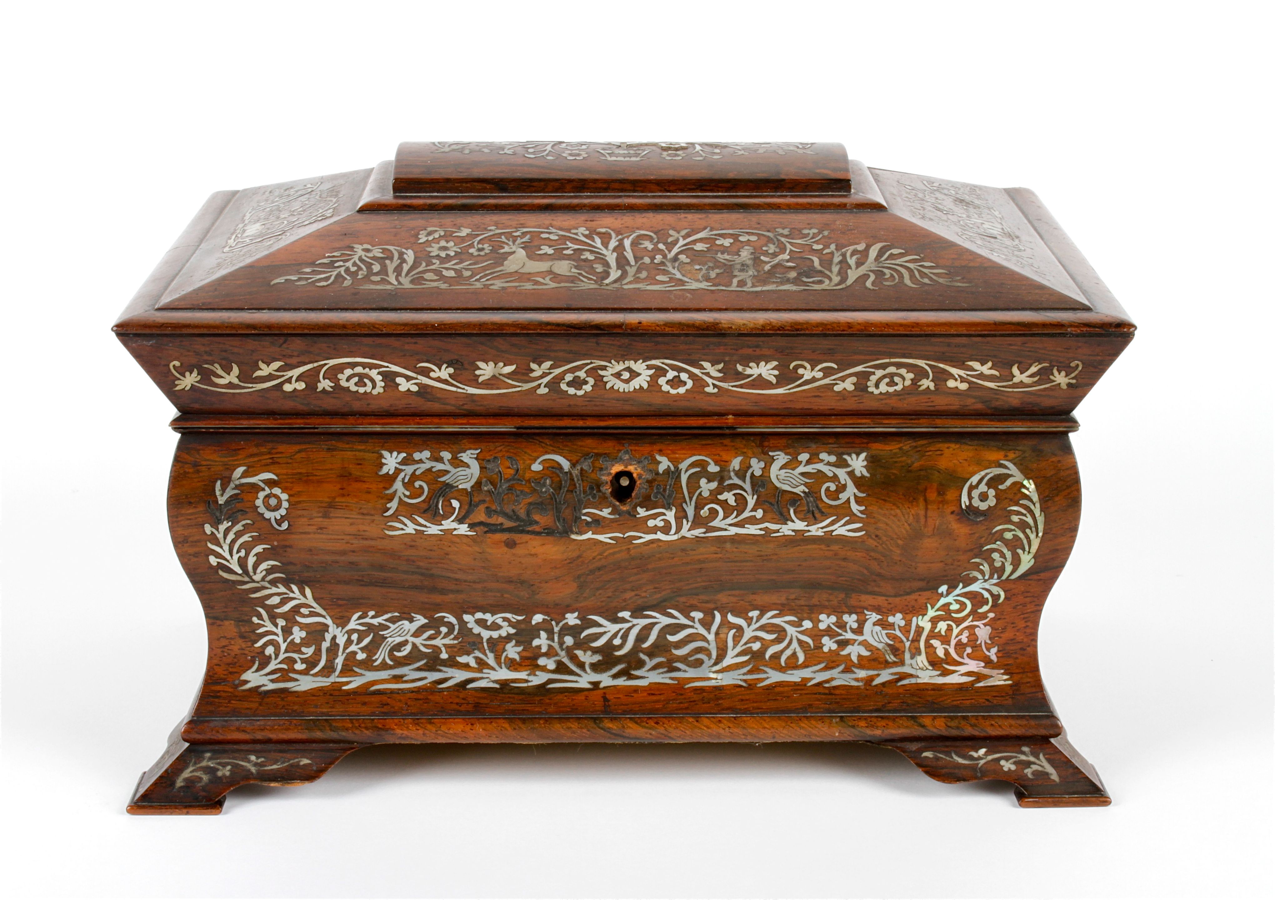 Bonhams : An early Victorian rosewood and mother-of-pearl sewing box