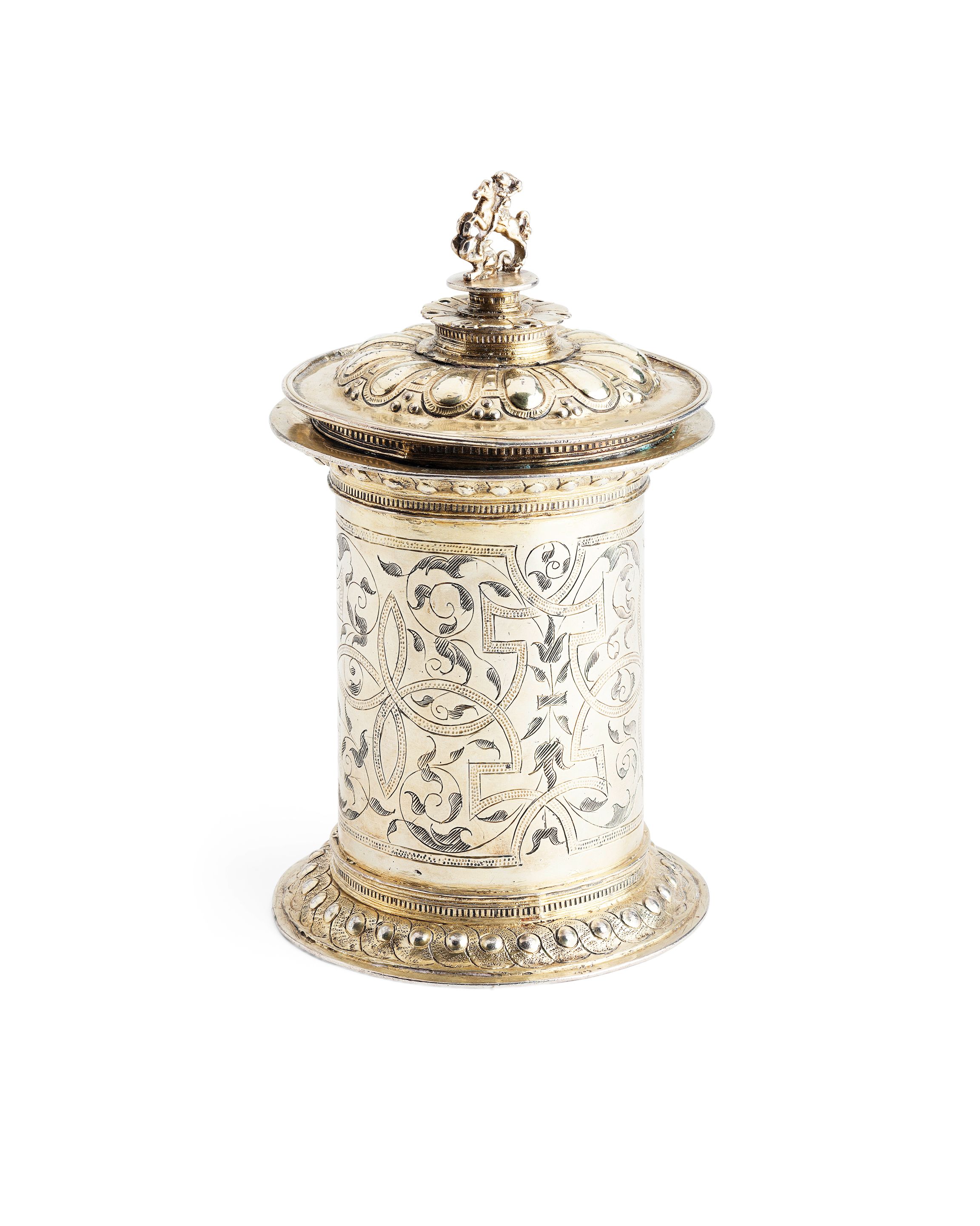Bonhams : An Elizabethan silver gilt table salt Unmarked