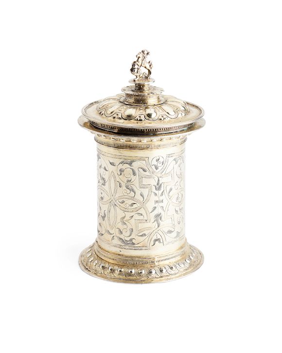 Bonhams : An Elizabethan silver gilt table salt Unmarked