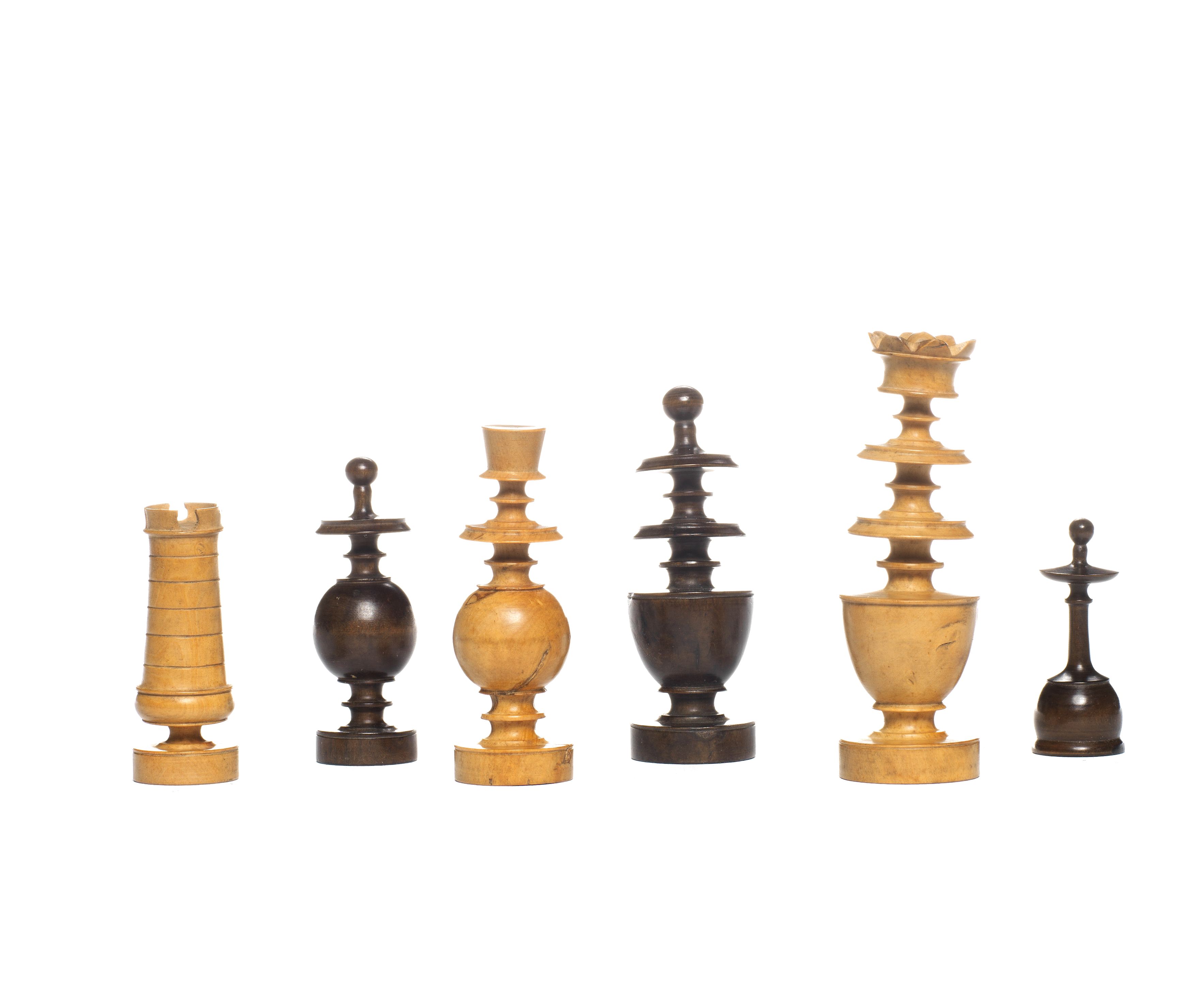Bonhams : A French Directoire boxwood chess set, circa 1800,