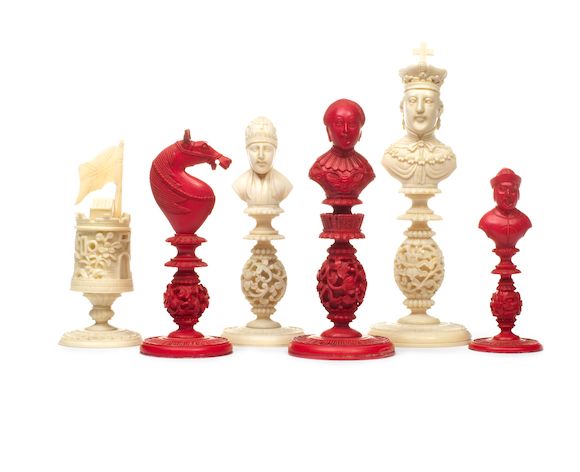 Bonhams : A Chinese Export ivory "bust" chess set, Macao, early 19th ...