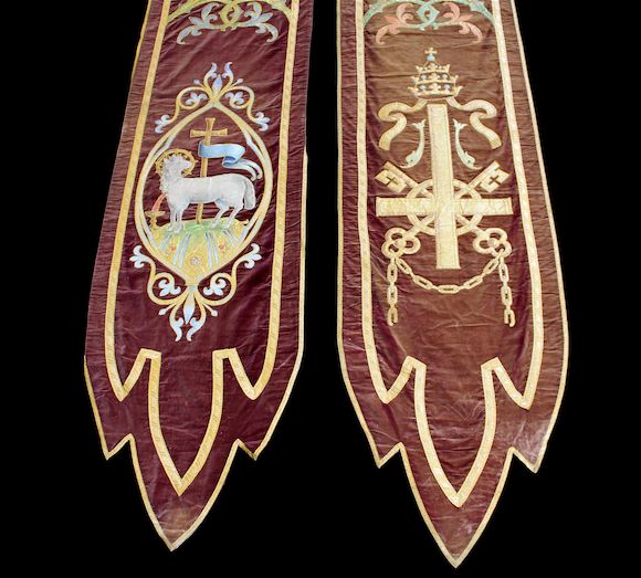 Bonhams : Two long religious banners, early 20th century