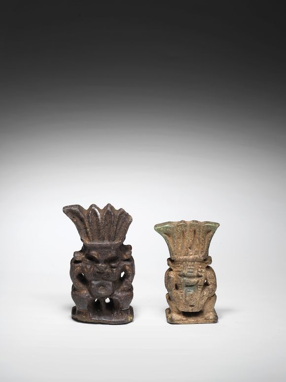 Bonhams : Two Egyptian glazed composition Bes amulets 2