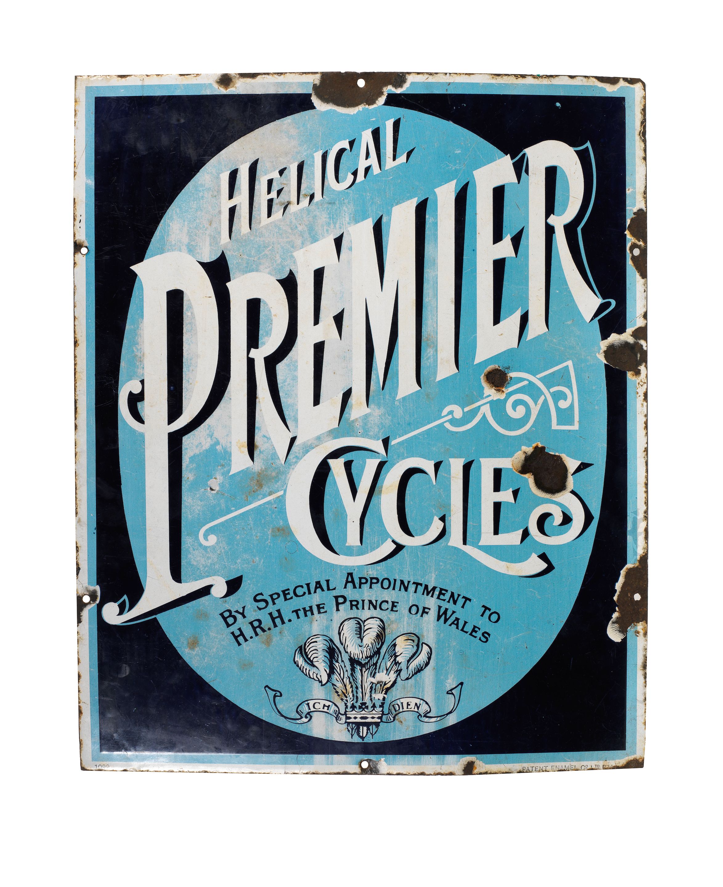 Bonhams Cars : A pre-1914 Helical Premier Cycles enamel sign,