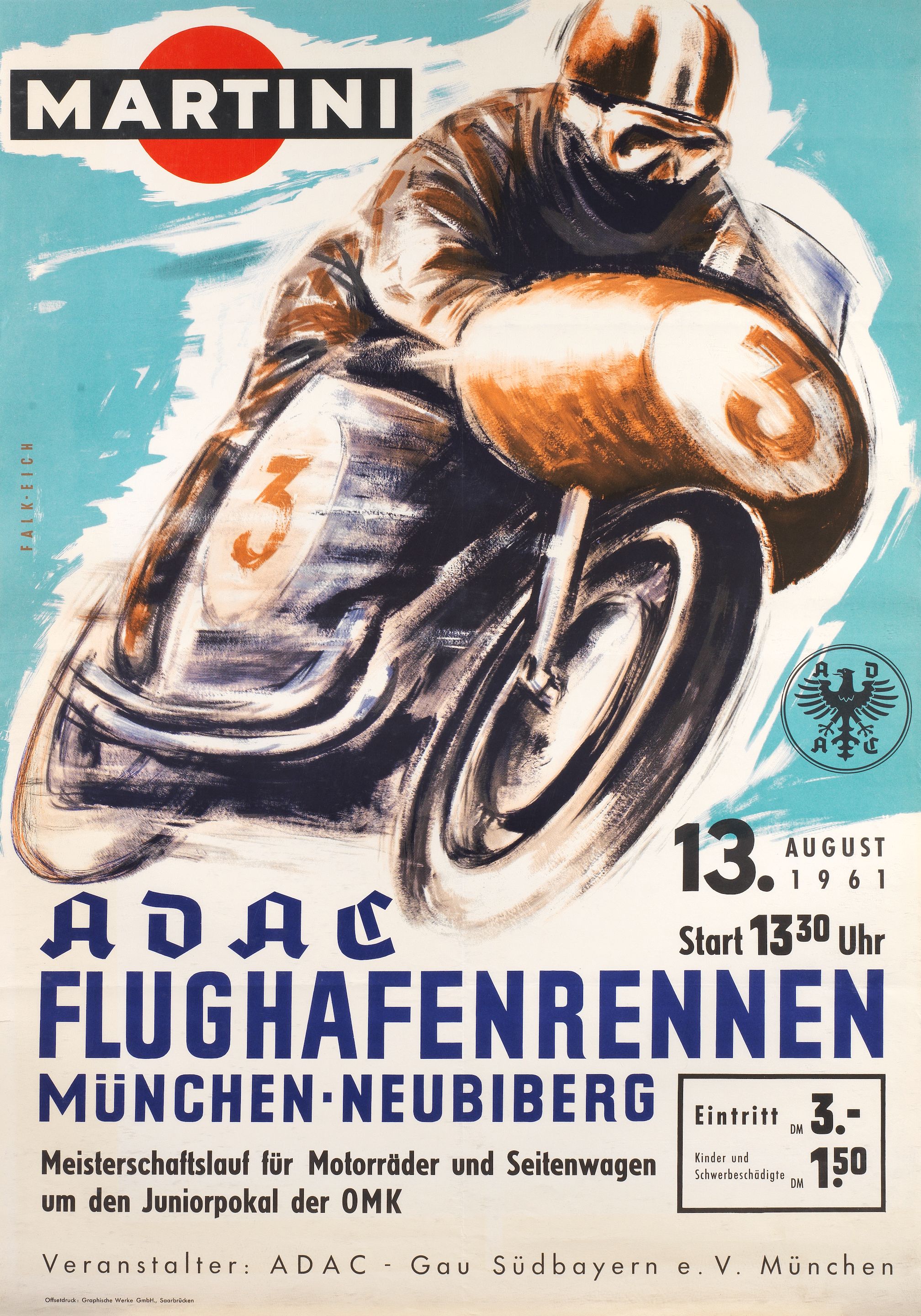 Bonhams Cars : A 1961 'ADAC Flughafenrennen' motorcycle race poster,