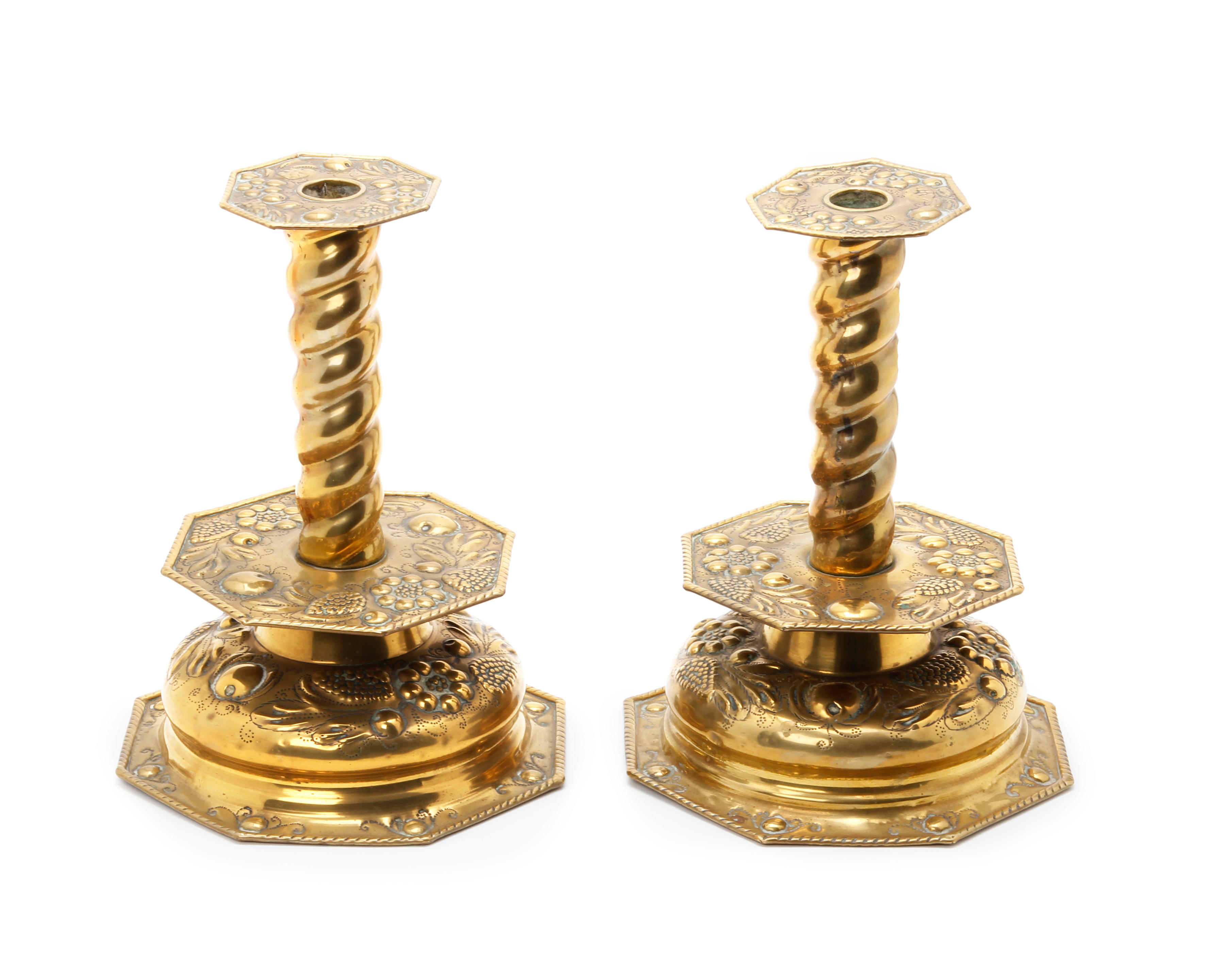 Bonhams A Pair Of 17th Century Style Brass Candlesticks In The