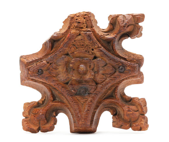 Bonhams : A 15th/16th century carved oak architectural boss fragment