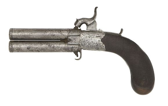 Bonhams : A 100-Bore Percussion Box-Lock Turn-Over Pocket Pistol