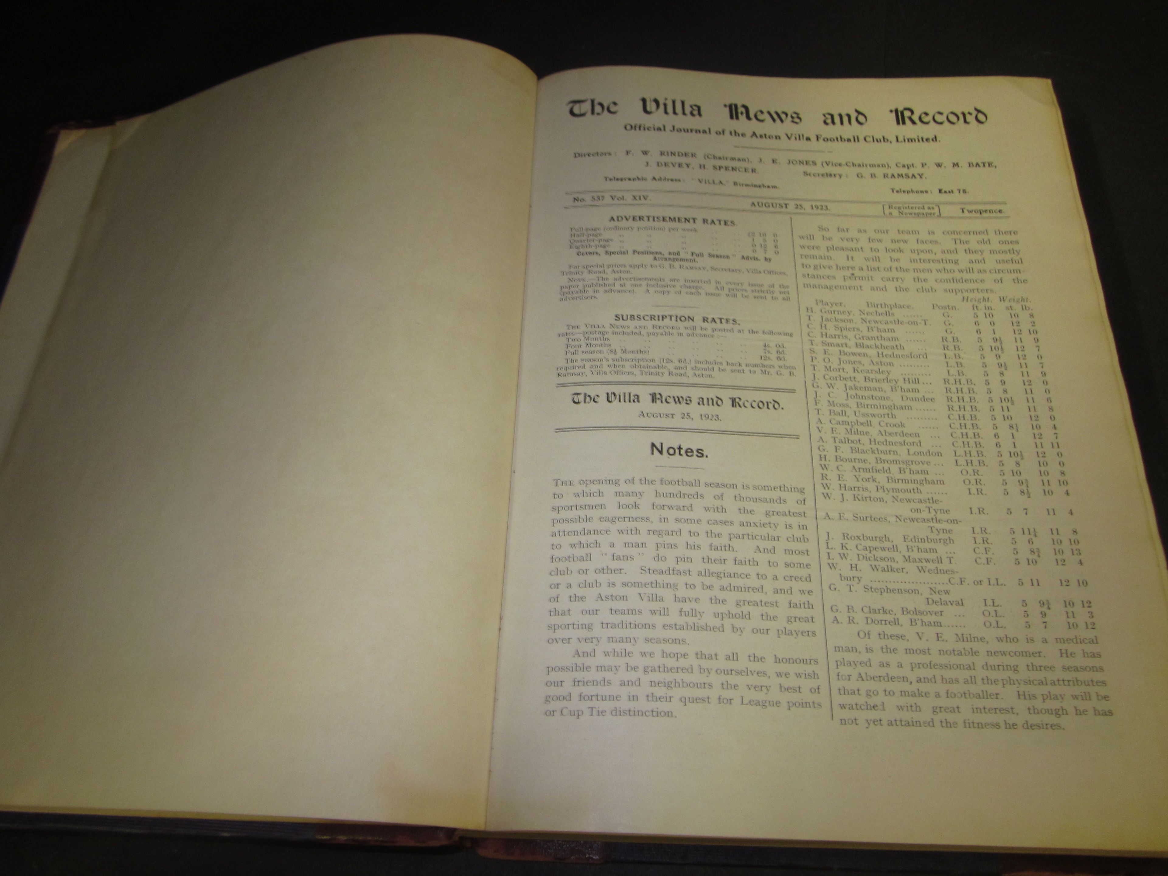 Aston Villa 1965/66 Bound Volume Of - auctions & price archive