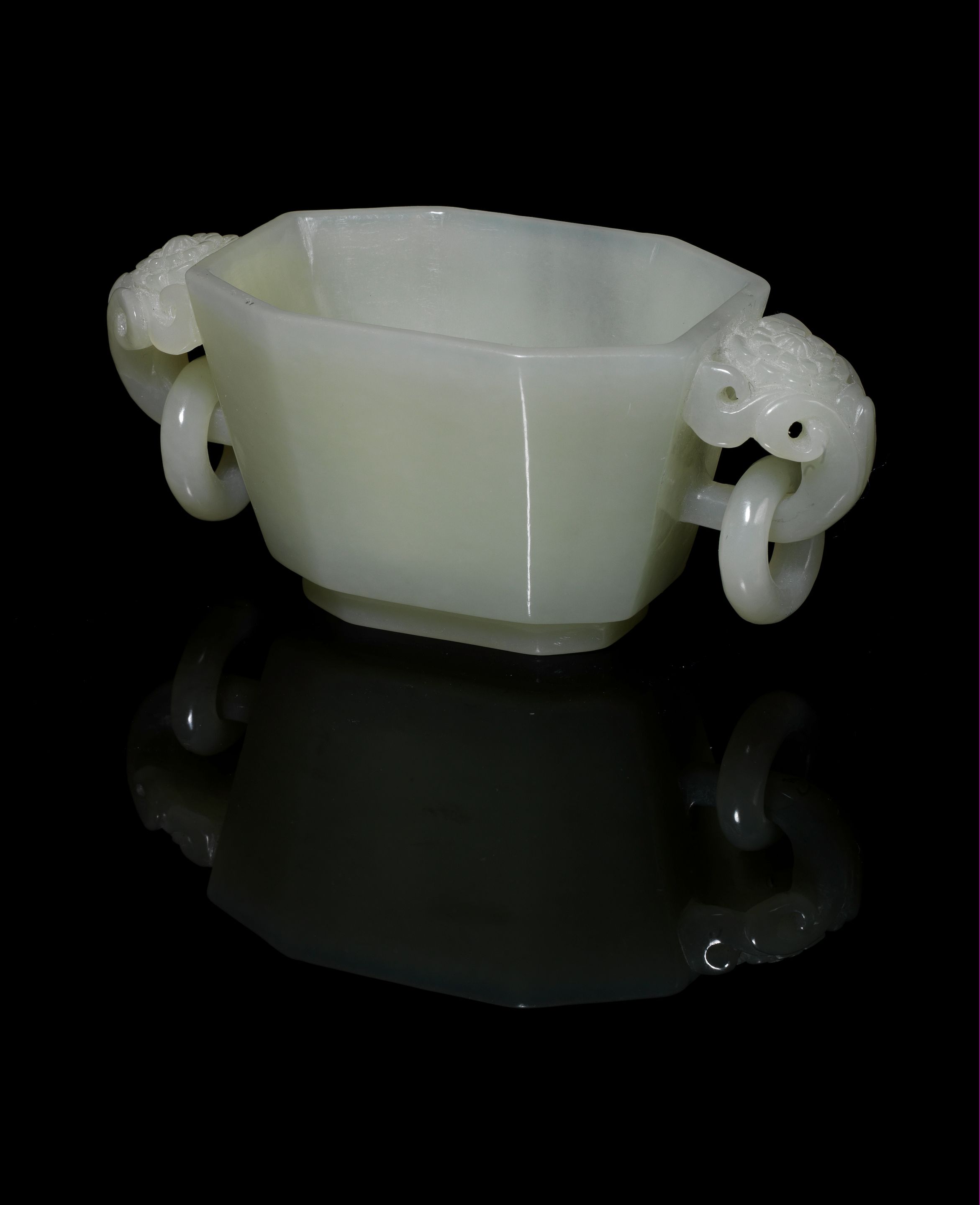 Bonhams : A green jade octagonal vessel Probably 18th century