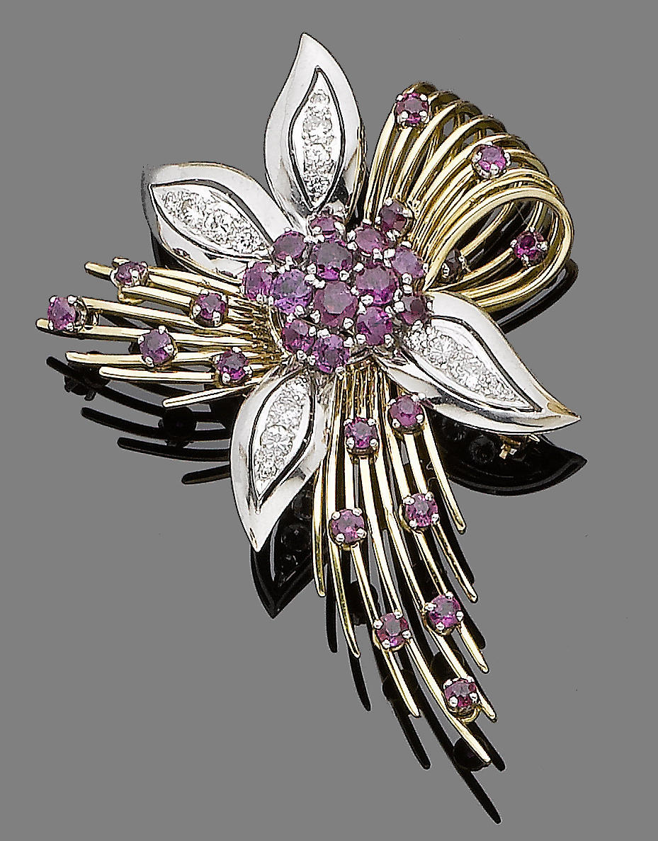 Bonhams A Ruby And Diamond Brooch