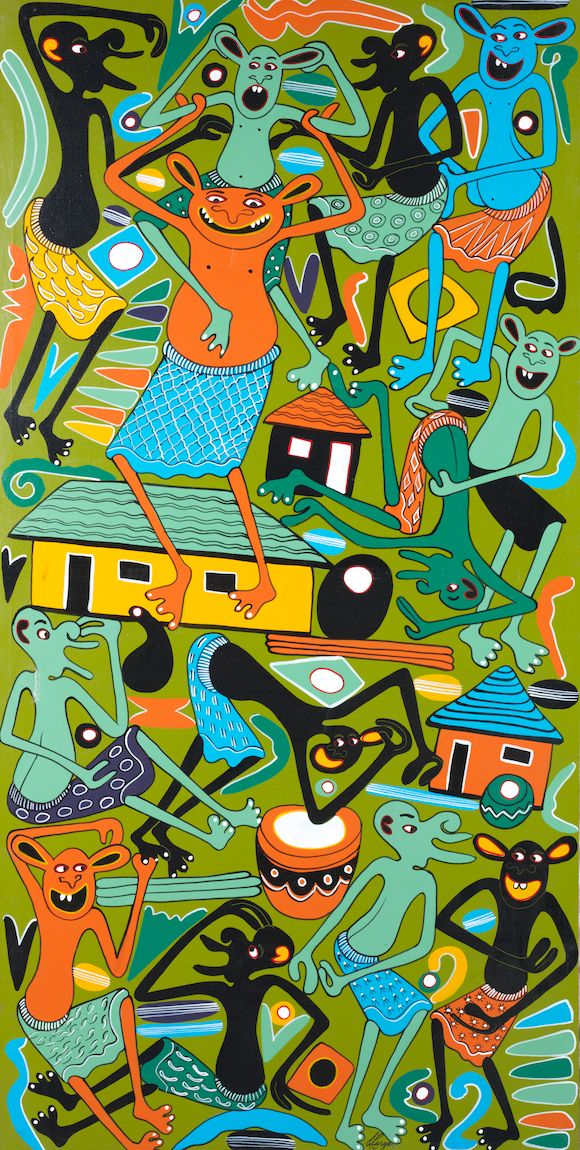 Bonhams : George Lilanga di Nyama (Tanzanian, 1934-2005) 'Nishike Kwa ...