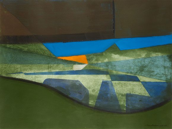 Bonhams : Wilhelmina Barns-Graham (British, 1912-2004) Brown and green ...