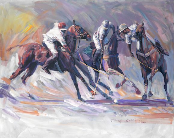 Bonhams : Edosa Ogiugo (Nigerian, born 1961) 'Friends' (Polo Series)