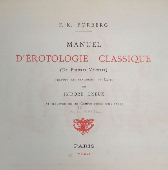 Bonhams : EROTICA FORBERG (FRIEDRICH KARL) Manuel d'érotologie ...