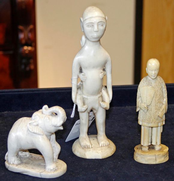 Bonhams : Three carved ivory figures