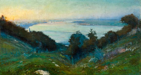Bonhams : Iwan Trusz (Ukrainian, 1869-1941) View of the Dnieper river