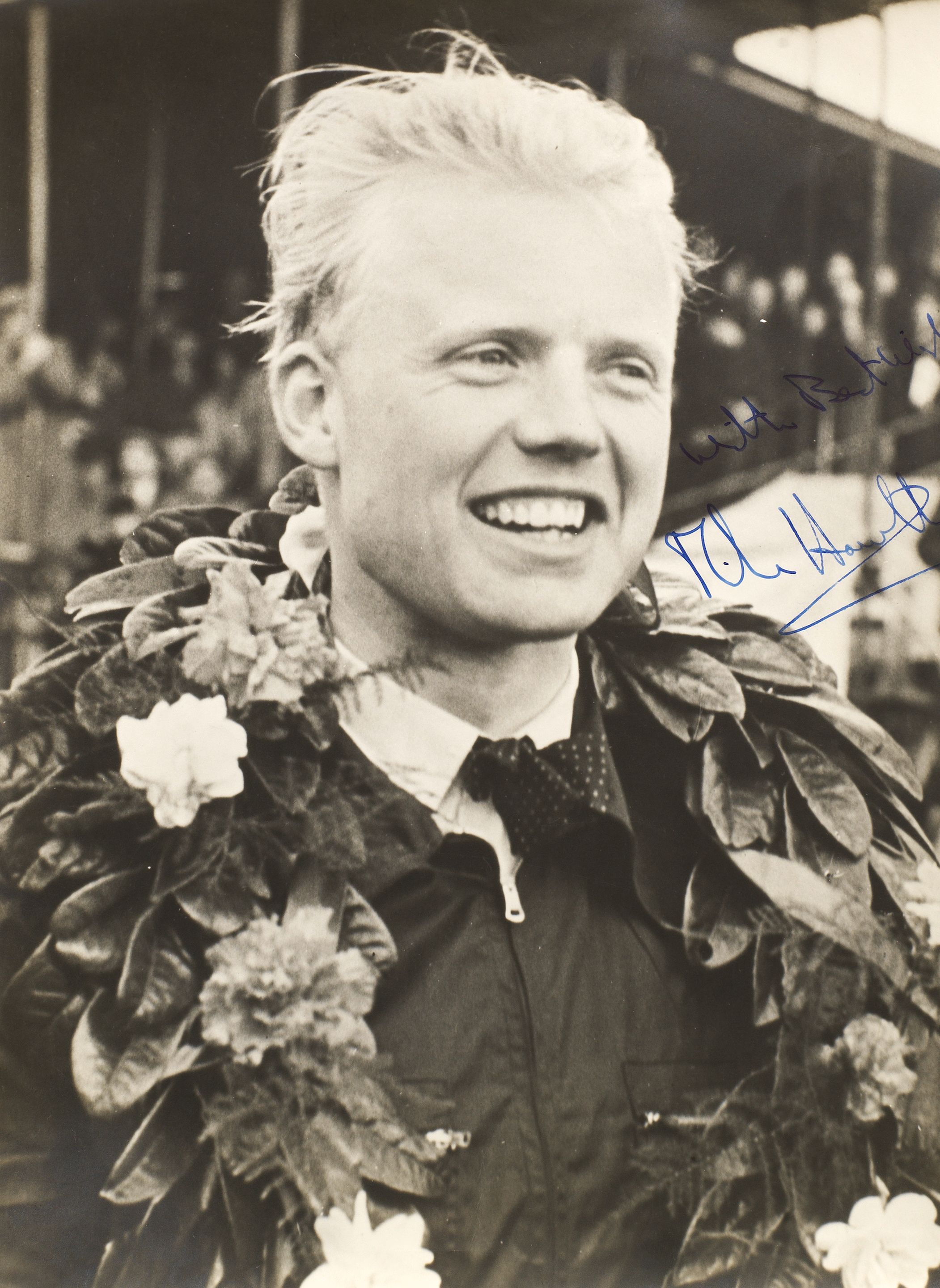 Bonhams Cars : A Mike Hawthorn signed photograph,