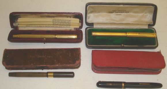 Bonhams : Two Mabie, Todd & Co, 'Swan' fountain pens, engine turned in ...