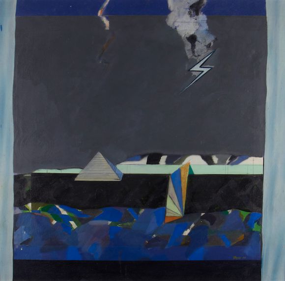 Bonhams : Gordon Bryce (Scottish, born 1943) Blue landscape