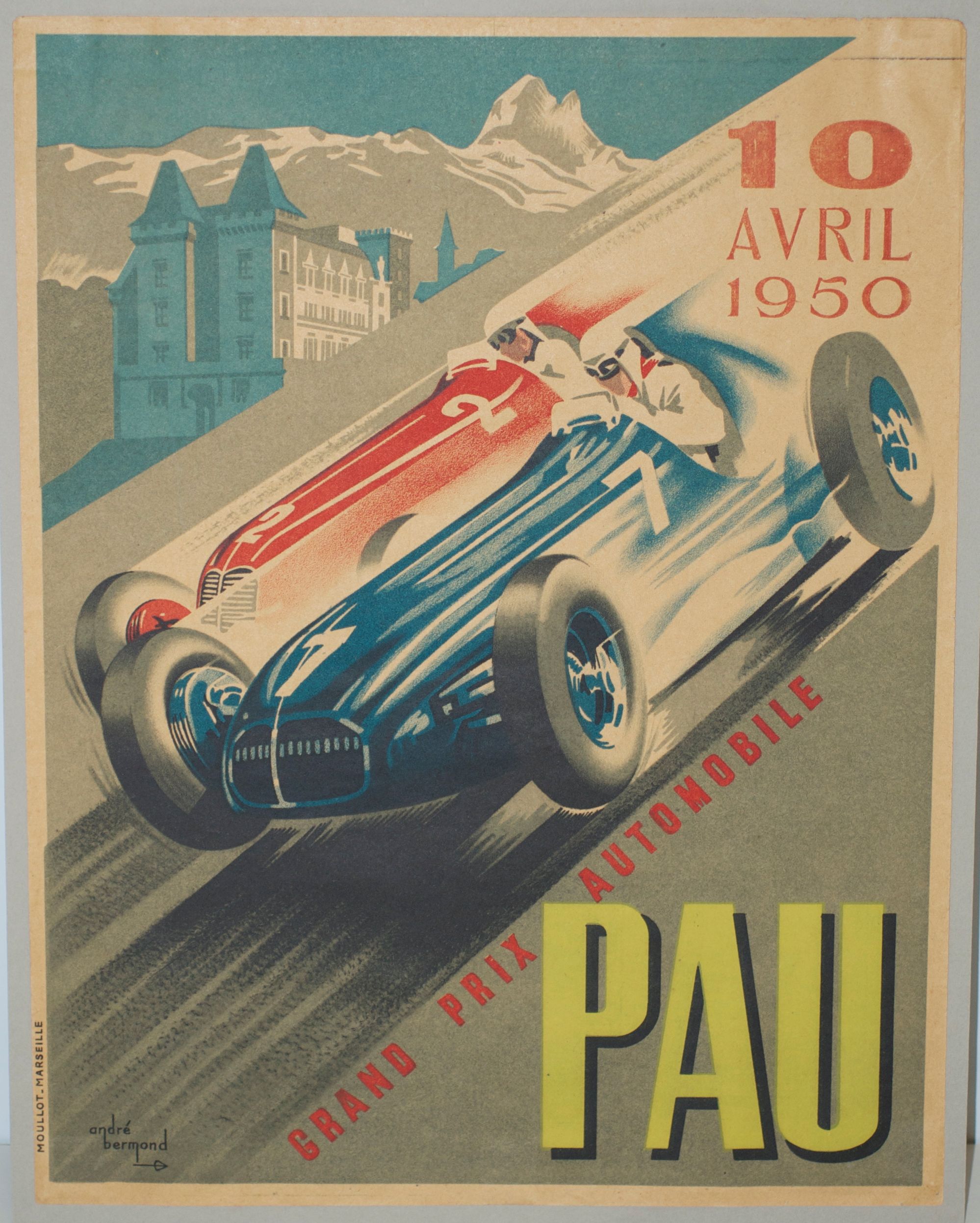 Bonhams Cars : A 1950 Pau Grand Prix poster after Andre Bermond,