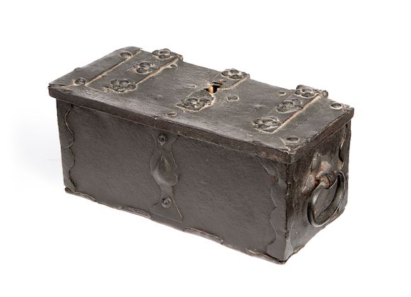 Bonhams : A 16th / 17th century South German miniature iron strong box