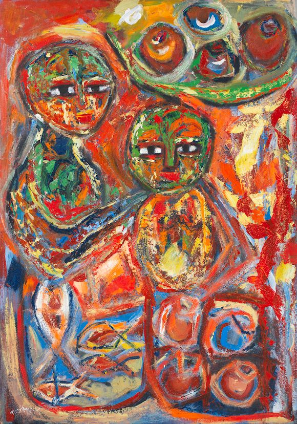 Bonhams : Tusiime Mathias (Ugandan, born 1975) 'Life of African Woman'