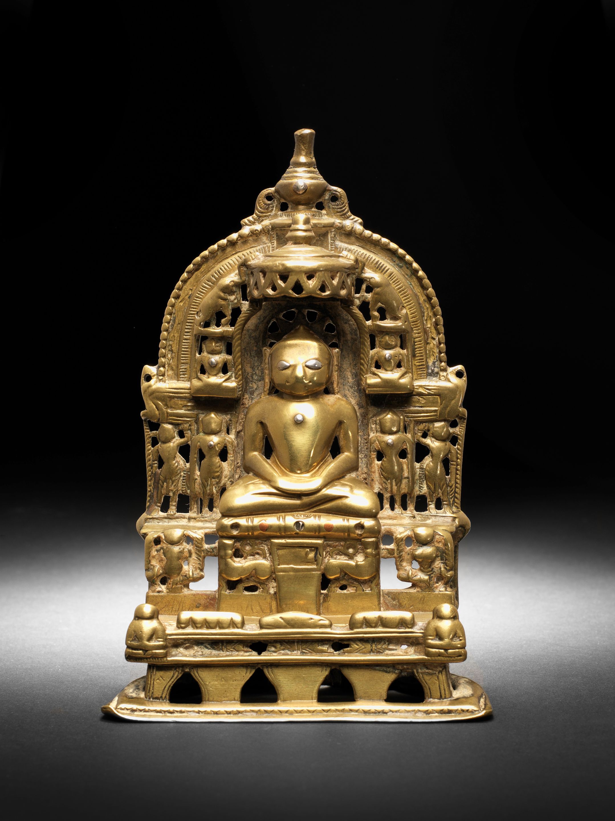 Bonhams : A Jain silver- and copper-inlaid brass Shrine Western India ...