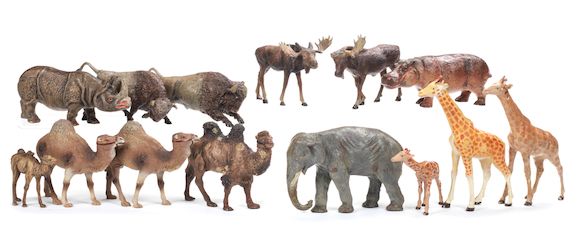 Bonhams : Elastolin Large composition Zoo Animals 54