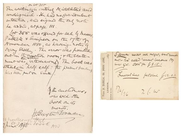 Bonhams : FORMAN (HARRY BUXTON) The Shelley Library, 1886