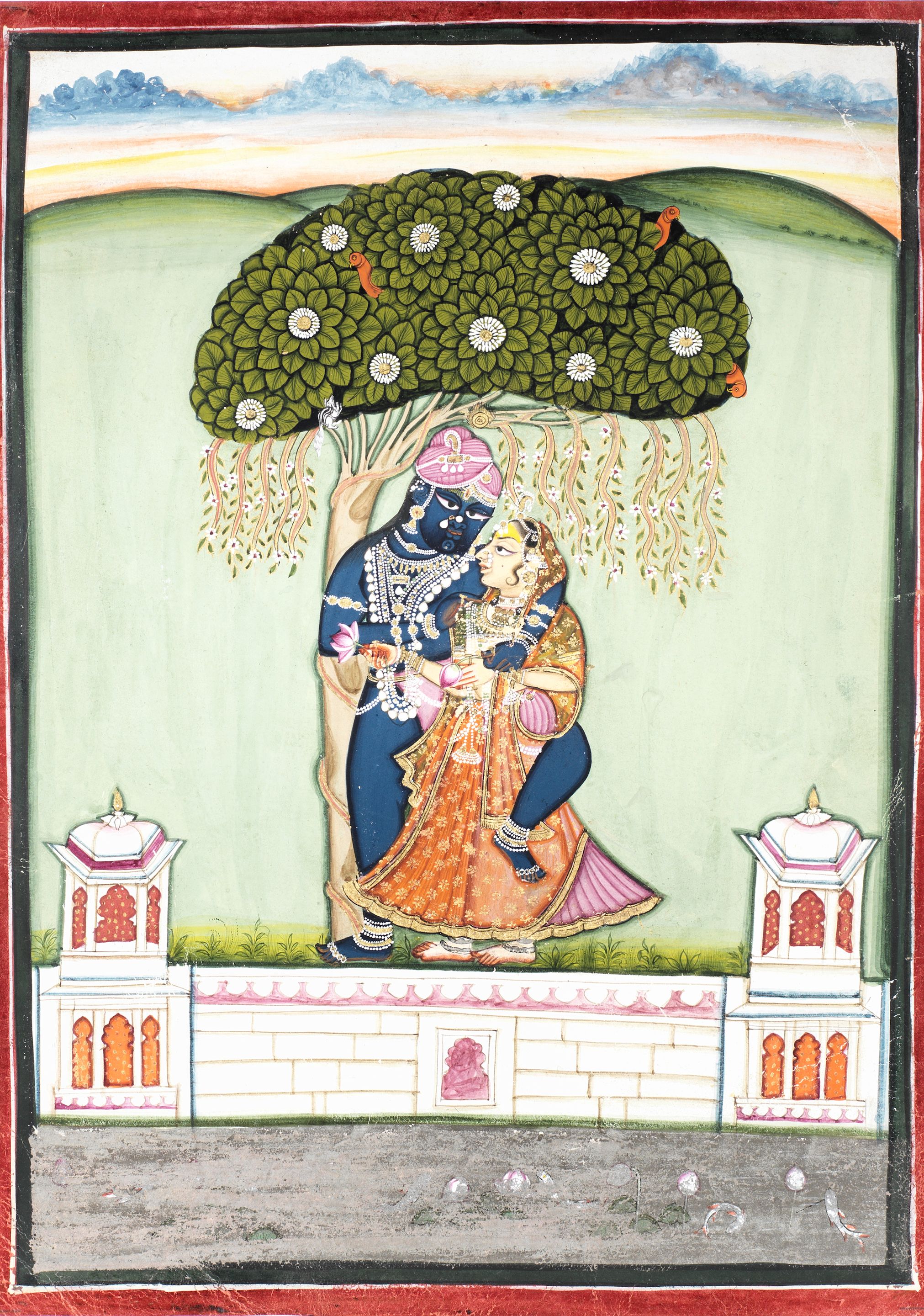 Krishna as Sri Nath-Ji with Radha beneath a tree Kotah, circa 1840 ...