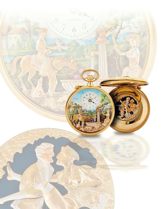 Bonhams : Charles Reuge. A fine and rare gold plated open face key less ...