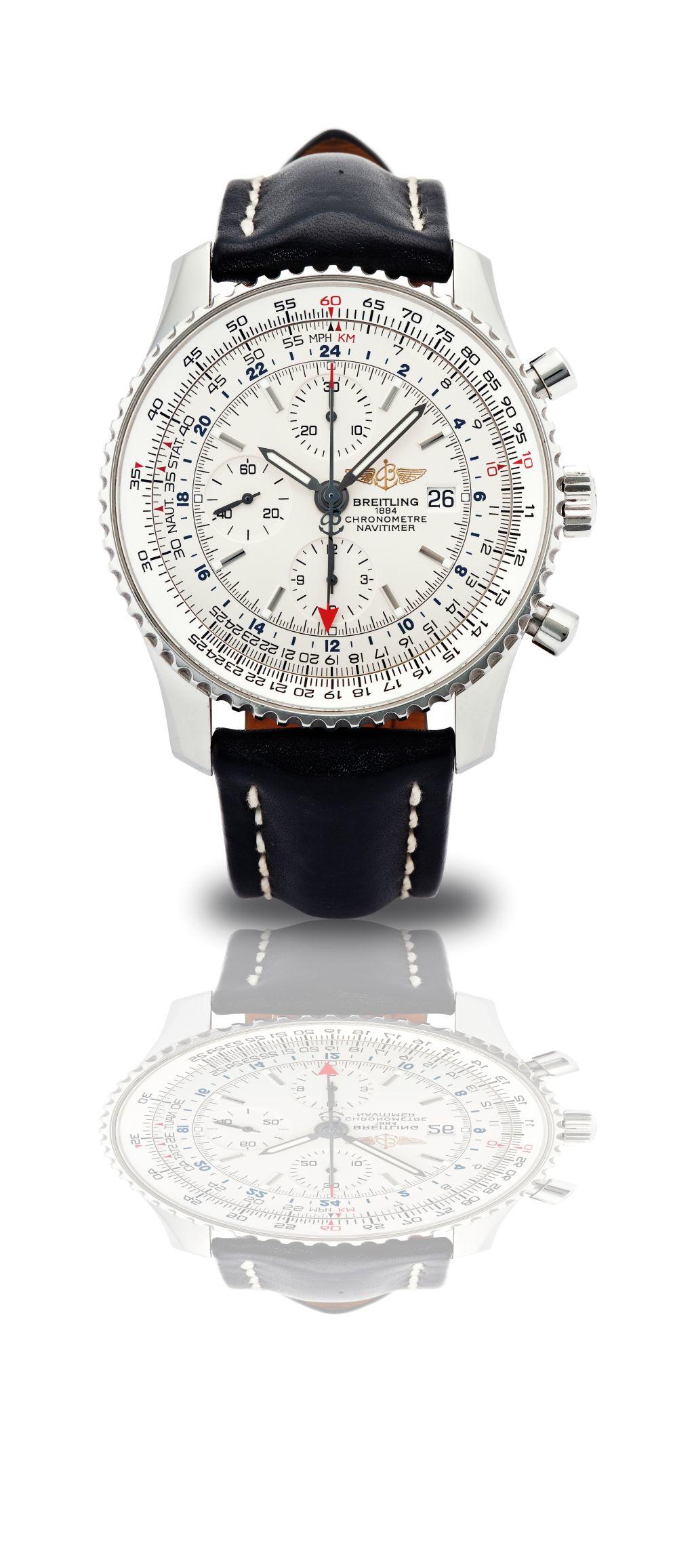 Breitling. A fine stainless steel dual time calendar chronograph ...