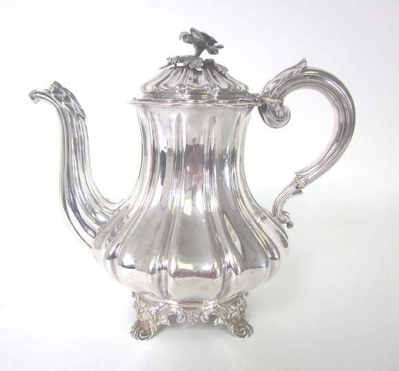 Bonhams : A William IV silver coffee pot By Charles Fox, London 1833