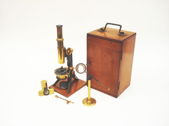 Bonhams : A Charles Baker brass compound monocular microscope, English ...